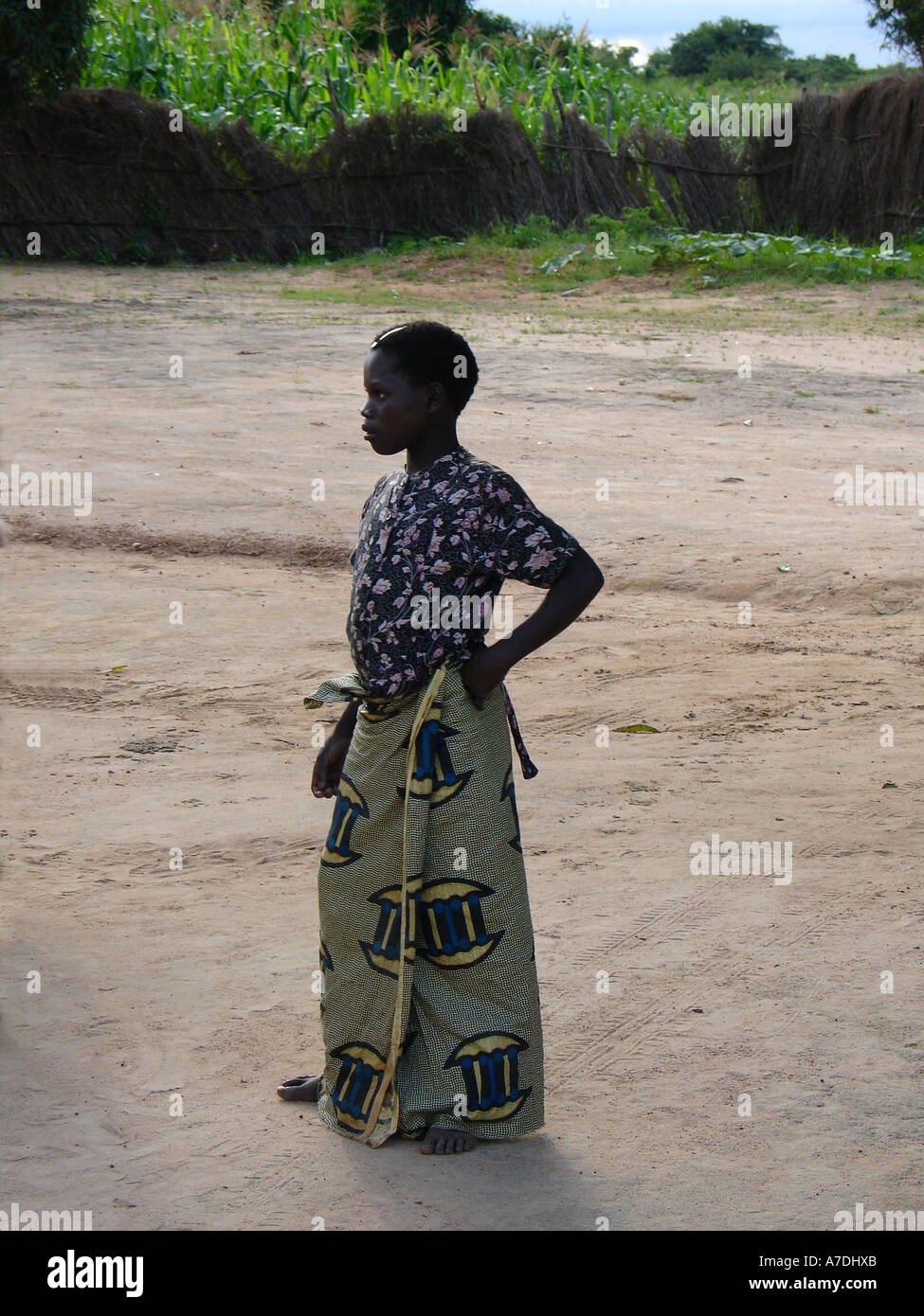 Young african woman in a village in rural area of Copperbelt province ...