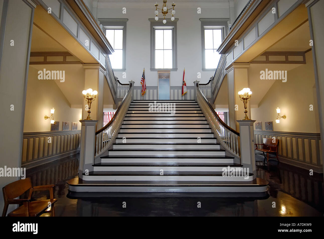 Interior stair at the entrance of The Old State Capitol Building at ...