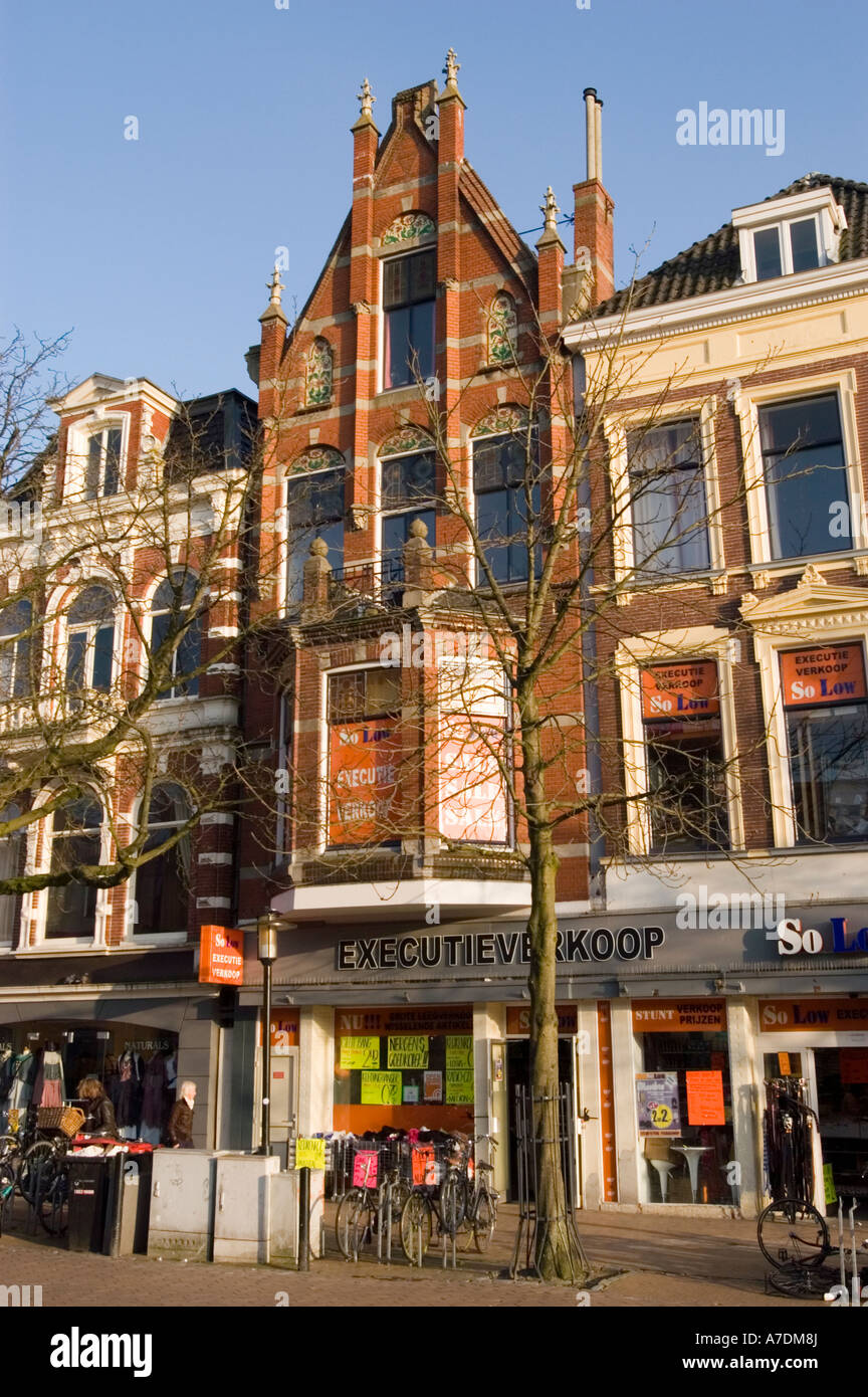 A vibrant shopping street in Haarlem North Holland featuring historic ...