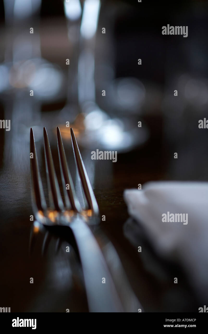 Fork in a restaurant Stock Photo - Alamy