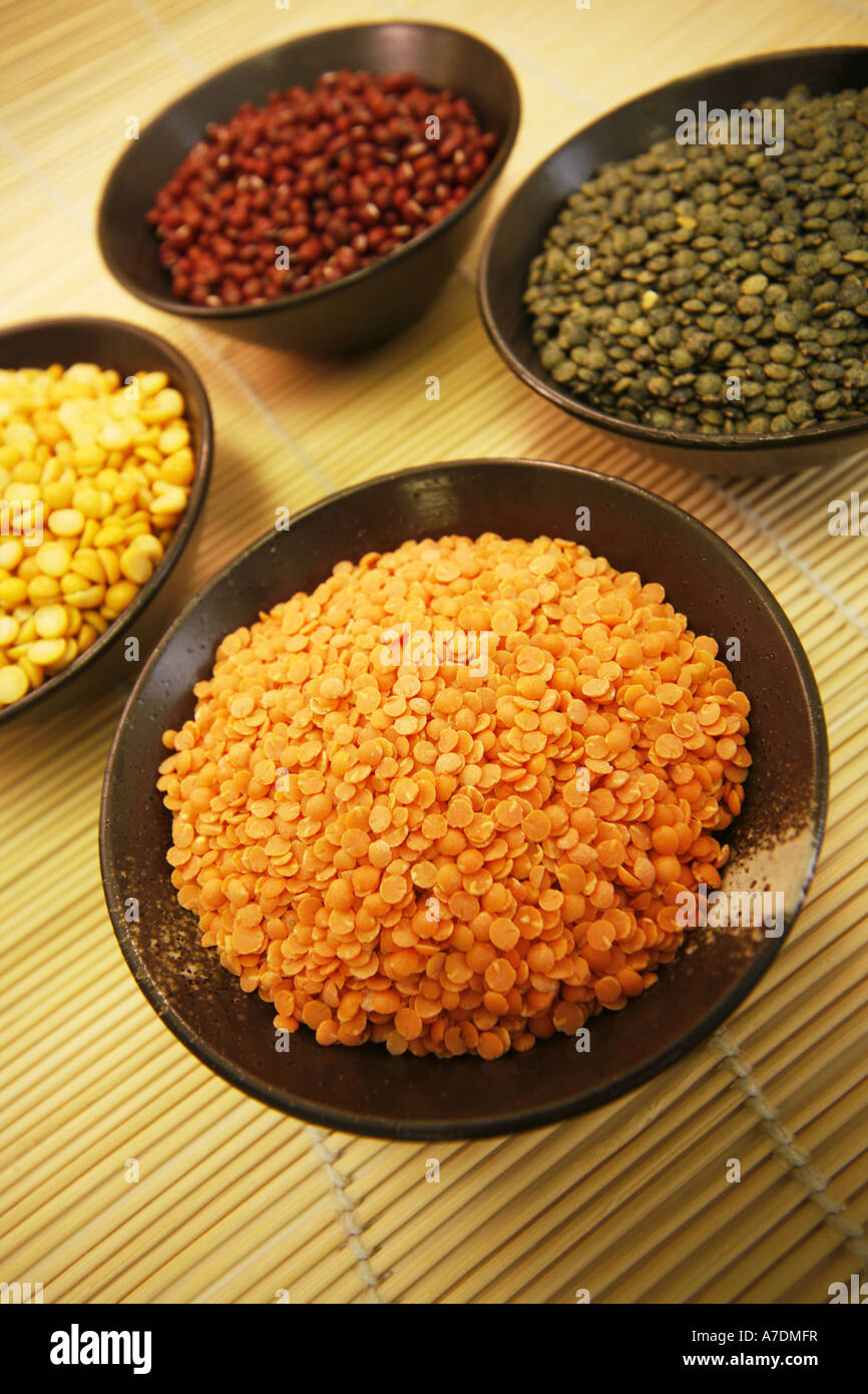 Bowl of Orange Split Lentils Stock Photo - Alamy
