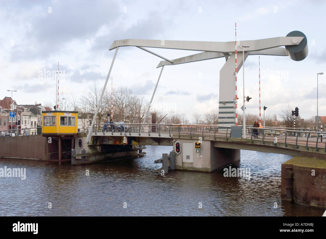 Haarlem modern lifting bridge over Spaarne river North Holland Stock ...