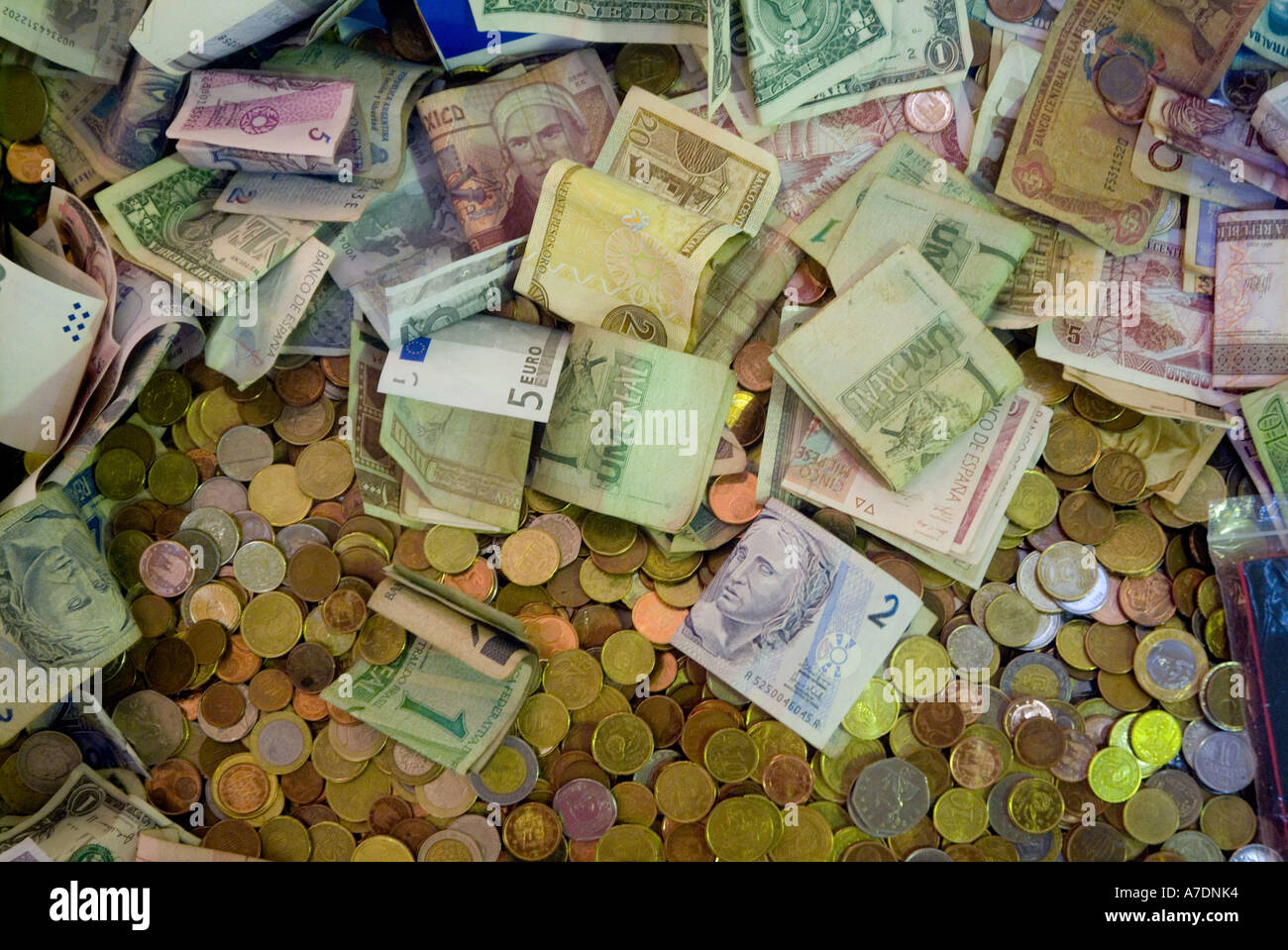 International coins and banknotes Stock Photo - Alamy