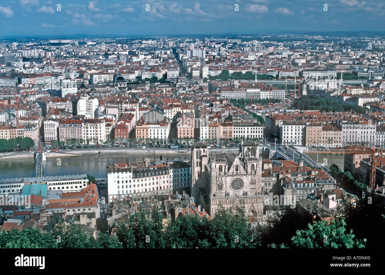 Lyon France, Downtown Cityscape Overview From Fourviere "Panoramic View ...