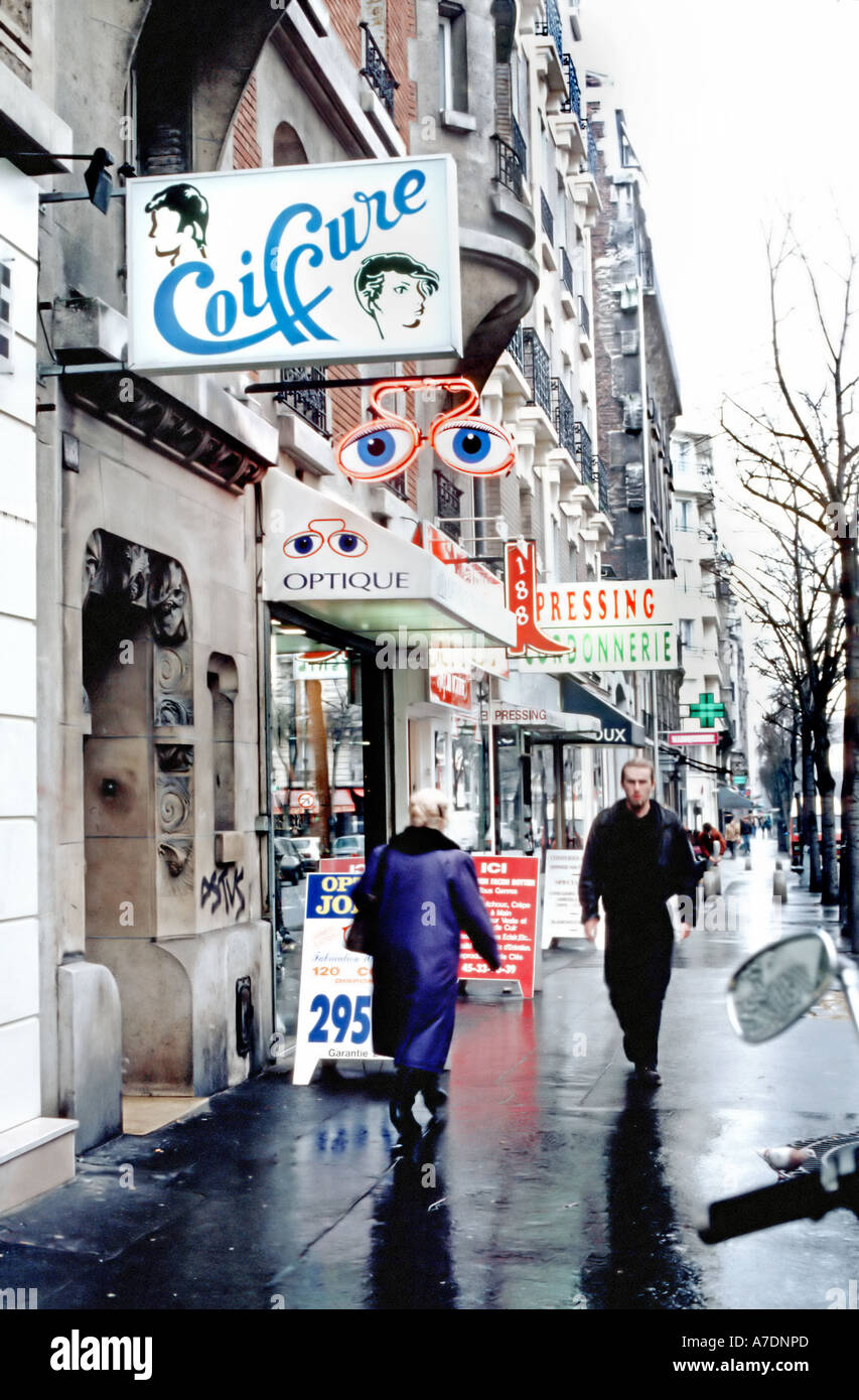PARIS, France, Street Scene, Small Businesses, Storefronts row of shops ...