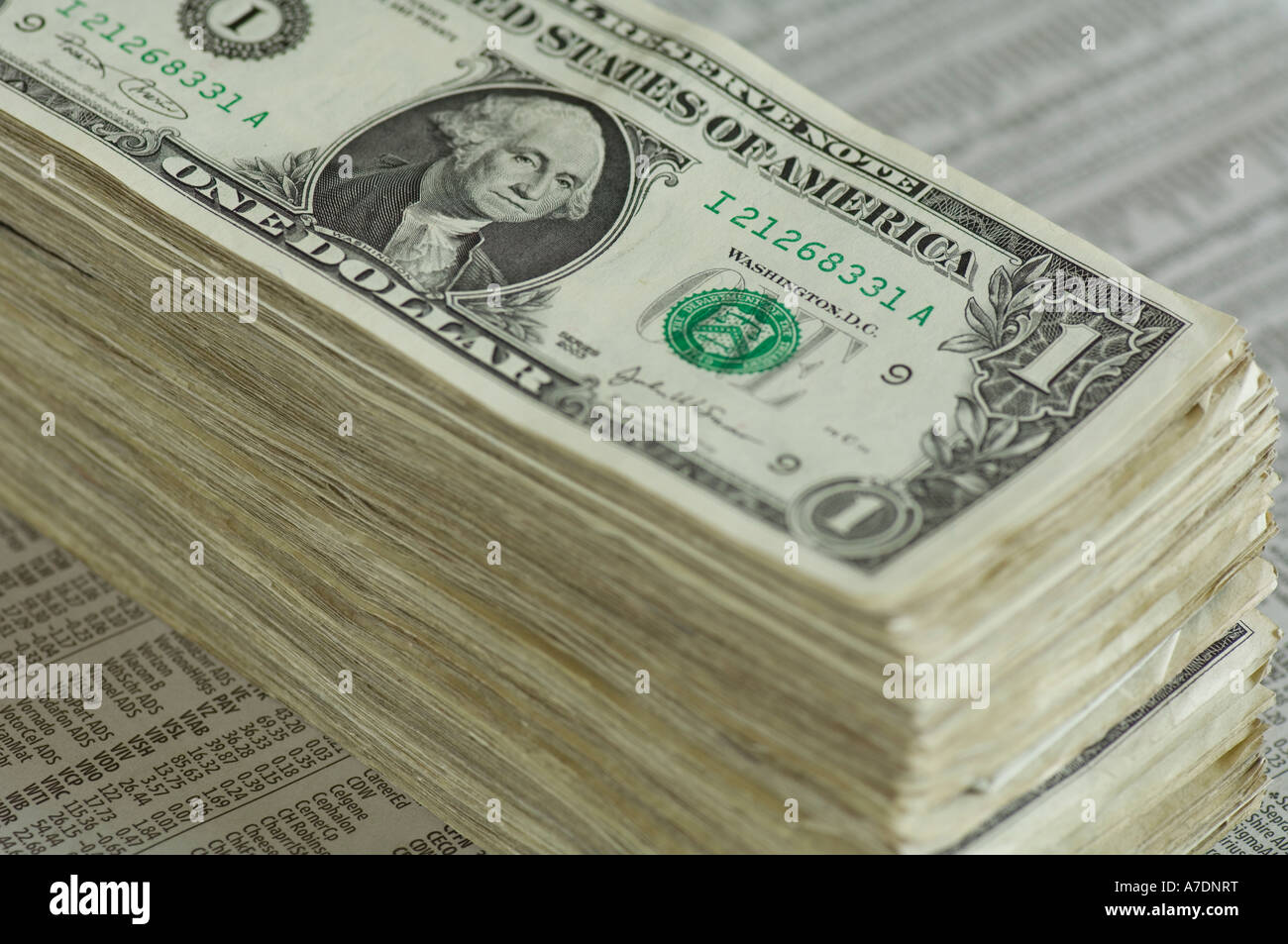 money dollars on financial pages Stock Photo - Alamy