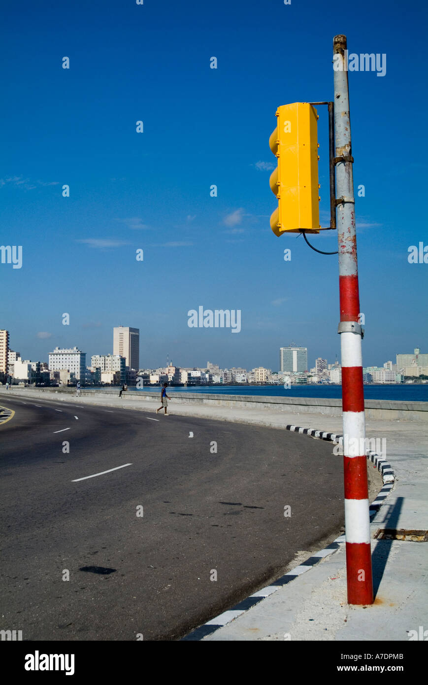 Traffic light on the Malecon in Havana streets Cuba Stock Photo - Alamy