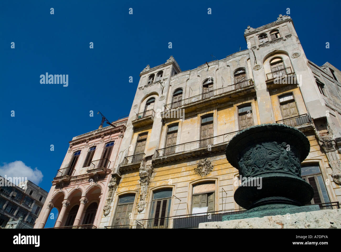 Colonial-style building facades along Prado Avenue, Havana, Cuba Stock ...