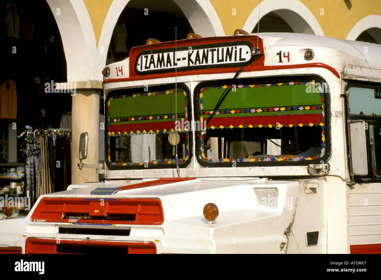 Yucatan Mexico mx colorful bus Stock Photo - Alamy