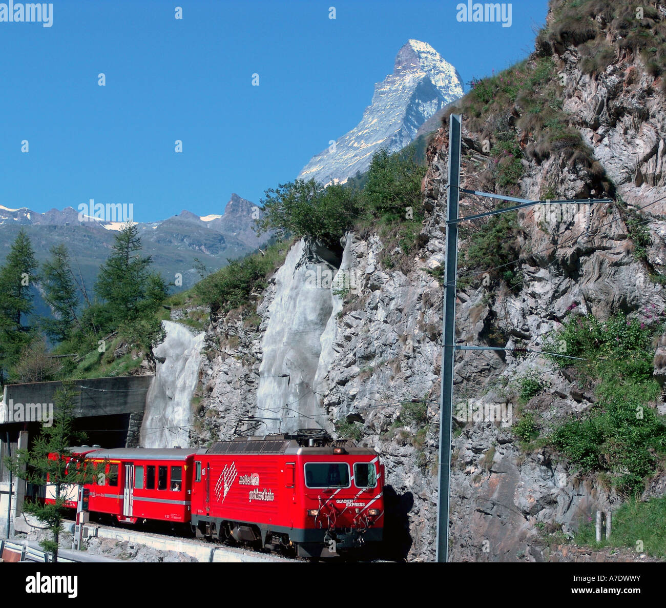 Matterhorn-Gotthard-Railway with the Matterhorn in the background ...