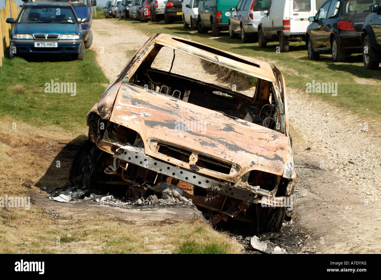A burned out car Stock Photo - Alamy