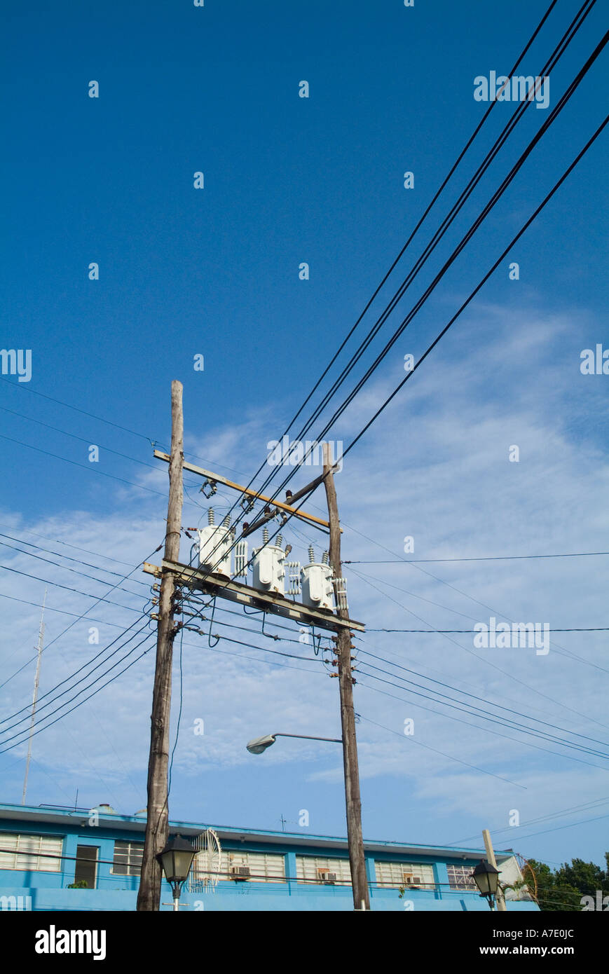 Electrical pylon and wires in Havana streets Cuba Stock Photo - Alamy