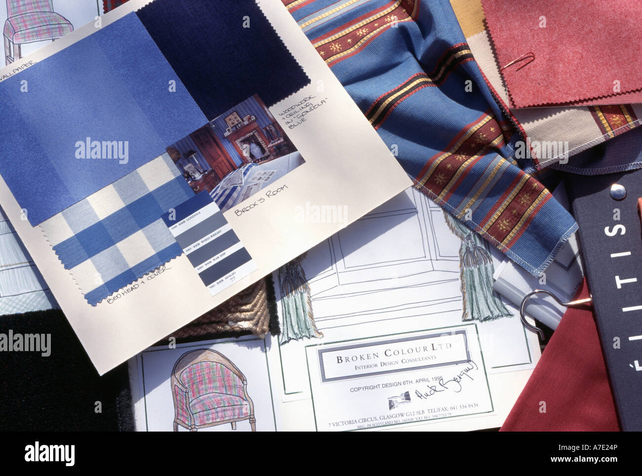 Fabric samples and moodboard Stock Photo - Alamy