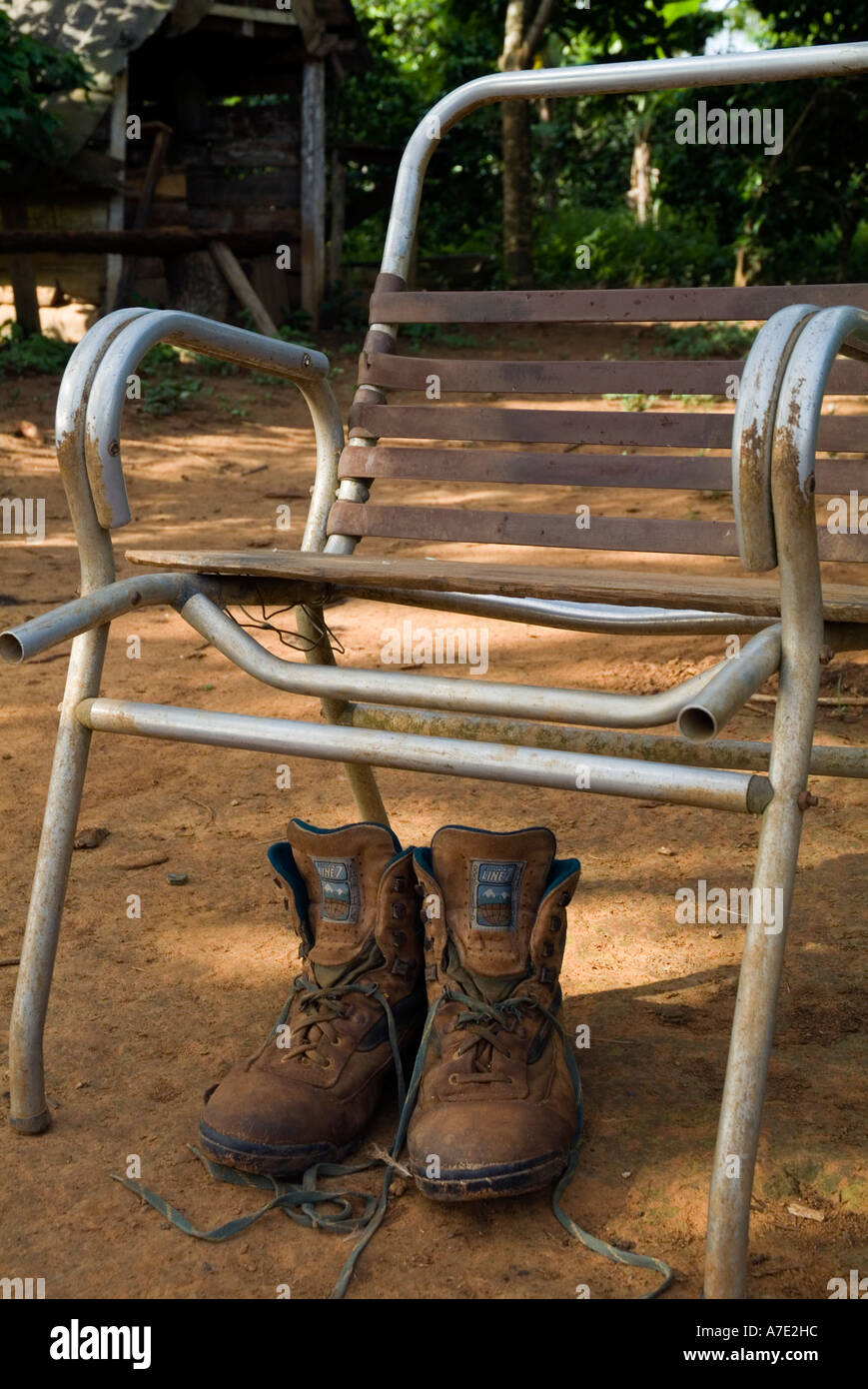 Old pair of boots under a chair, Cuba Stock Photo - Alamy