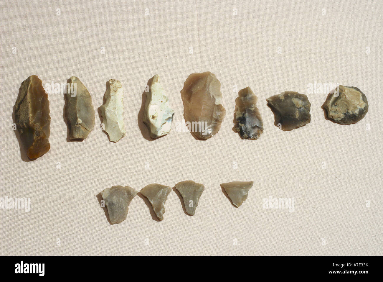 Stone Age flints Stock Photo - Alamy