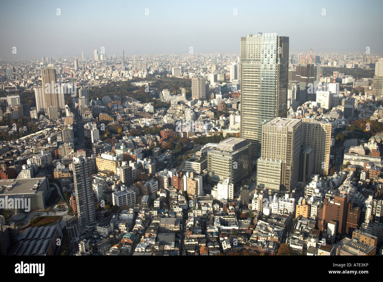 High level oblique aerial panorama north west from Tokyo City View in ...