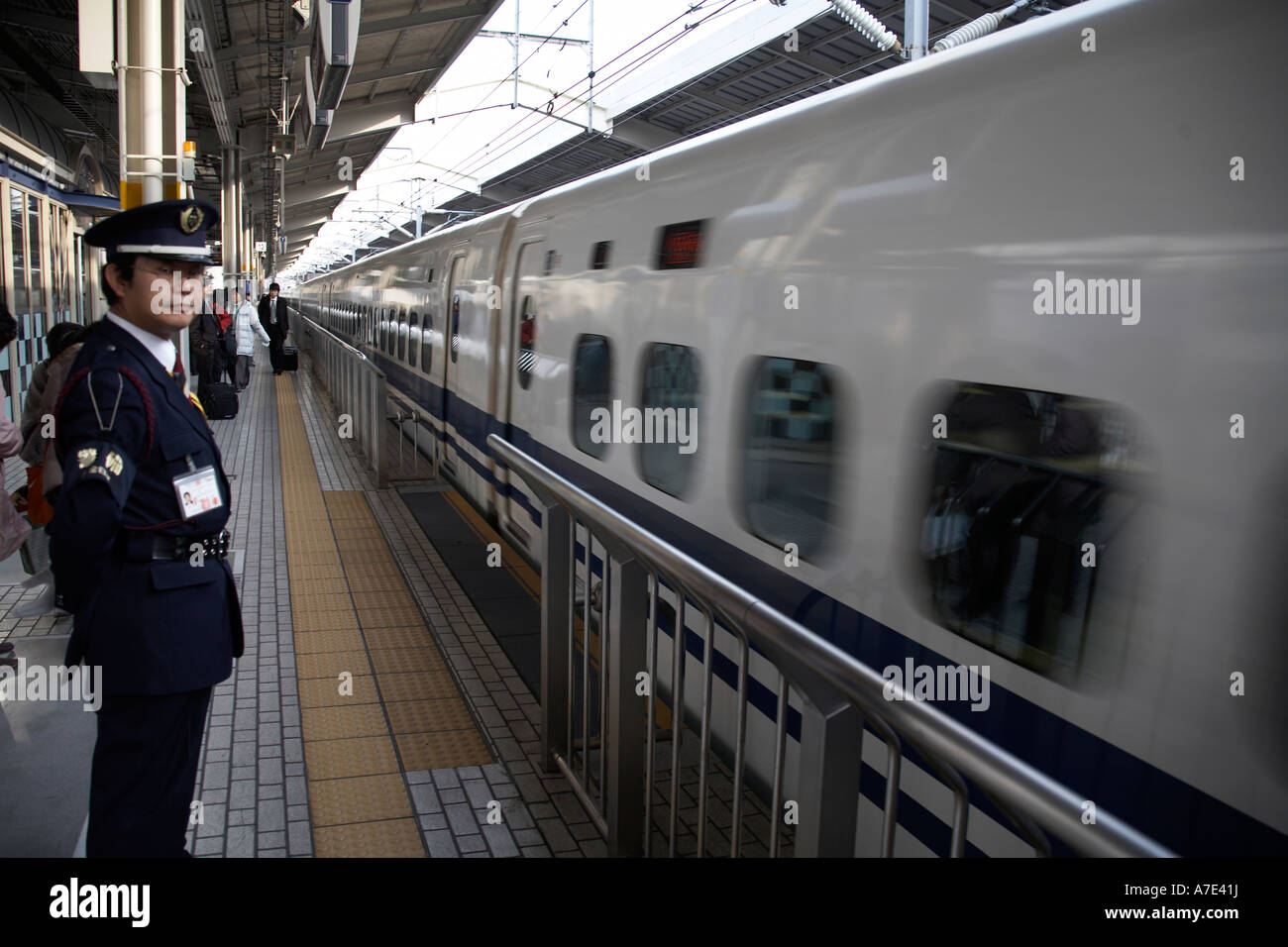 Japan Railways Shinkansen Super express Bullet train moving and ...