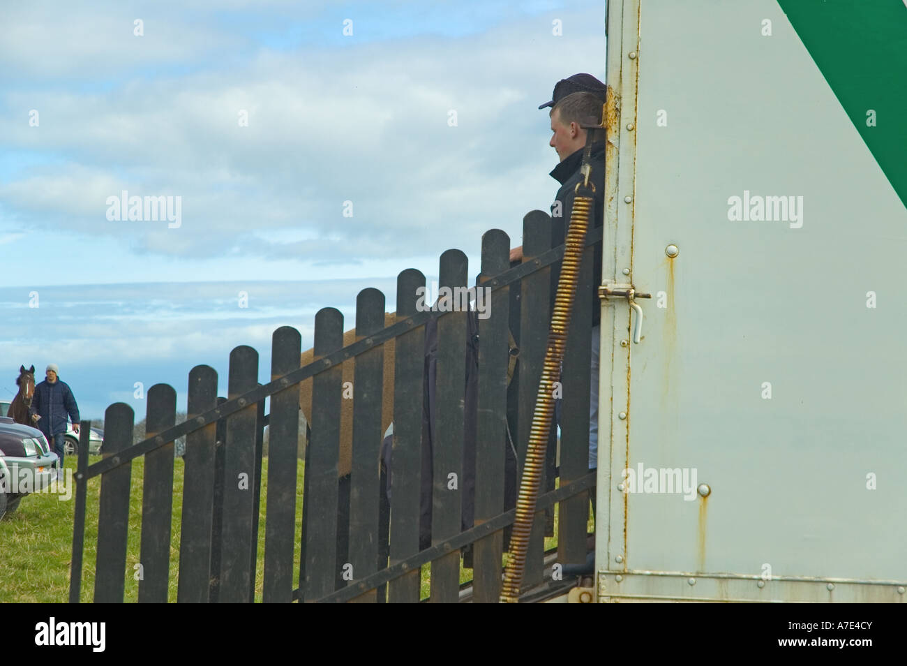 Point to Point racing at Tallanstown County Louth Ireland A stable hand ...