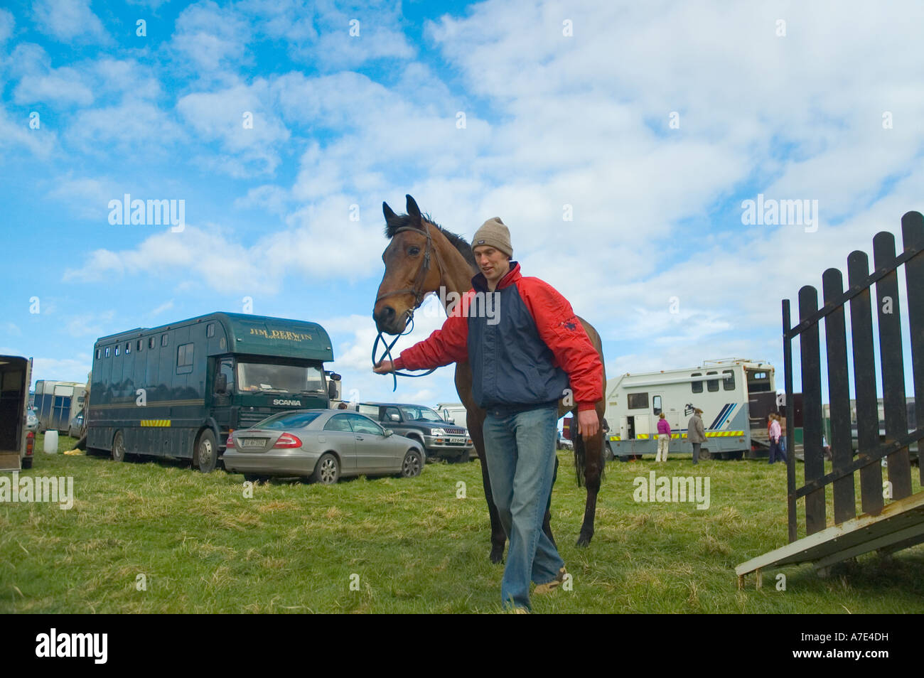 Point to Point racing at Tallanstown County Louth Ireland A stable hand ...