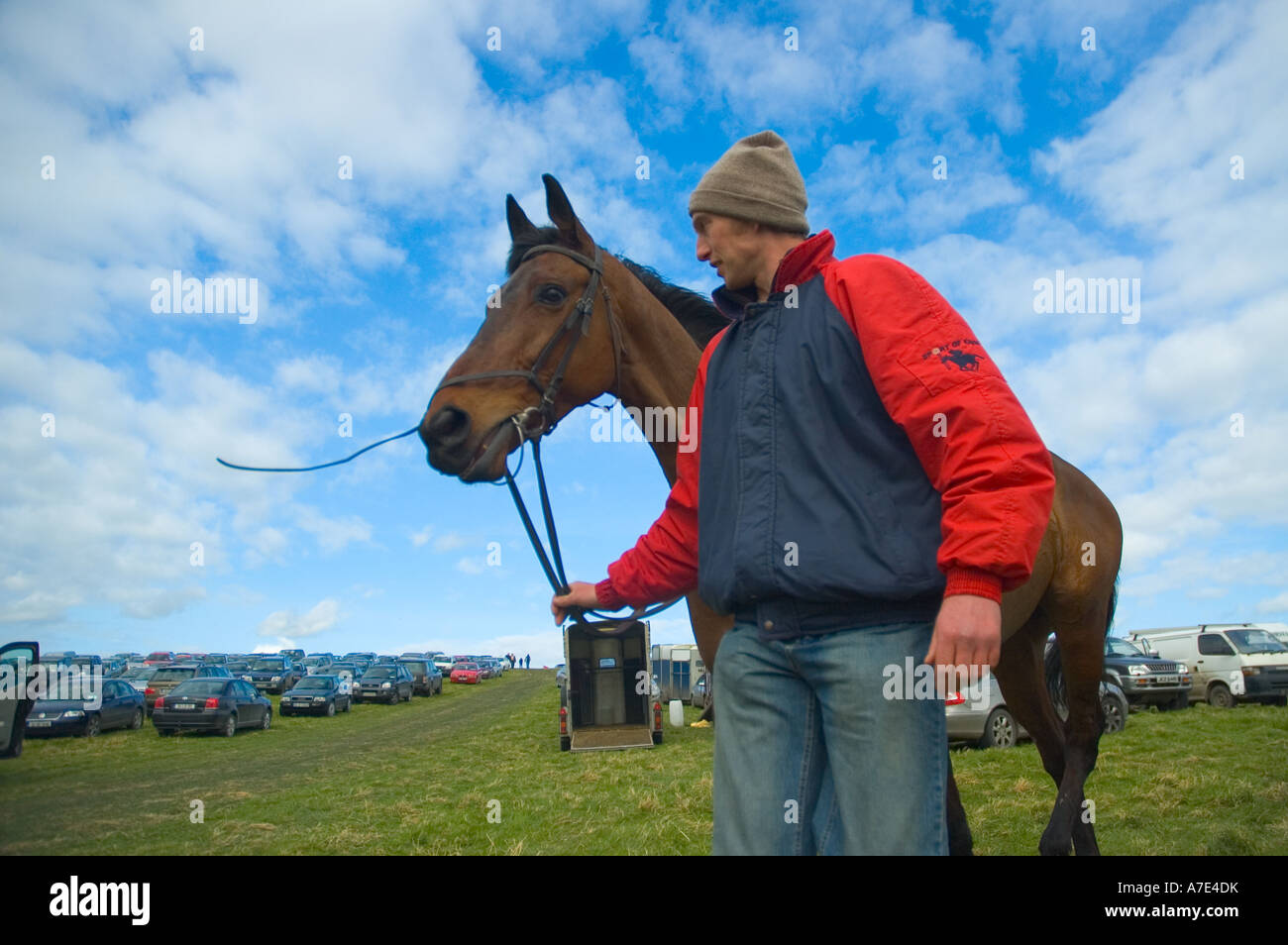 Point to Point racing at Tallanstown County Louth Ireland A stable hand ...
