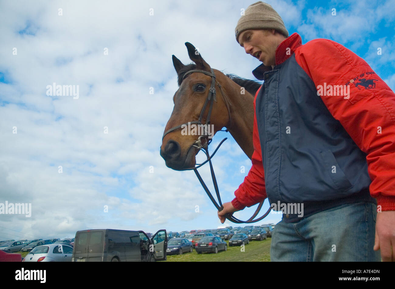 Point to Point racing at Tallanstown County Louth Ireland A stable hand ...
