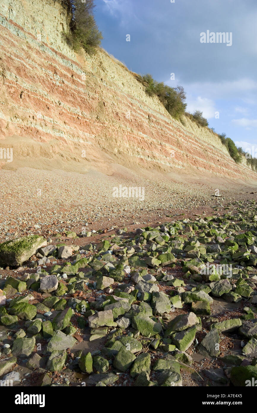Geological strata clearly visible in the banks of the River Severn at ...