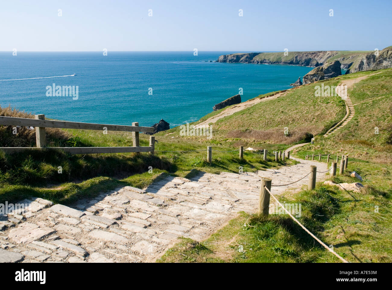 Bedruthan Steps on the North Cornwall coast, near Newquay Stock Photo ...