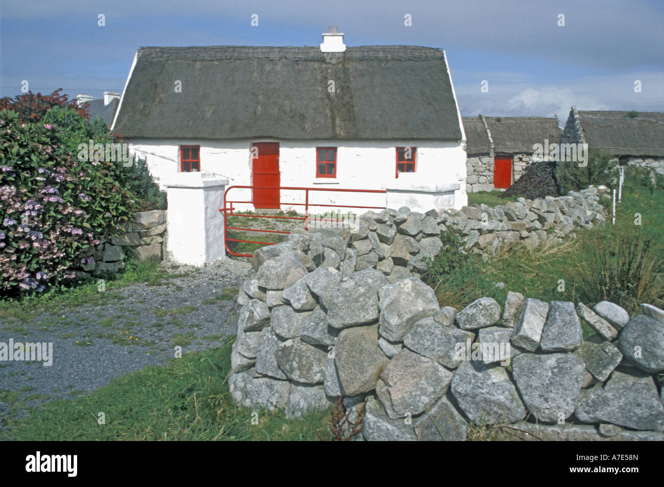 Europe Ireland Galway Connemara a thatched roof Irish cottage Stock ...
