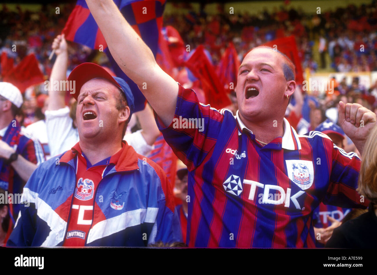Football fans at football match in Wembley stadium Stock Photo - Alamy