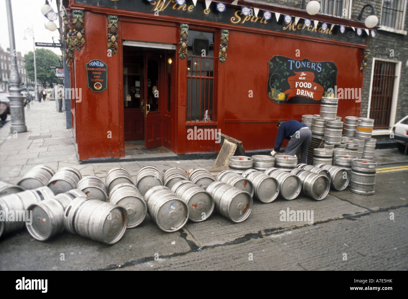 Europe Ireland Dublin empty beer barells outside a Dublin pub Stock ...