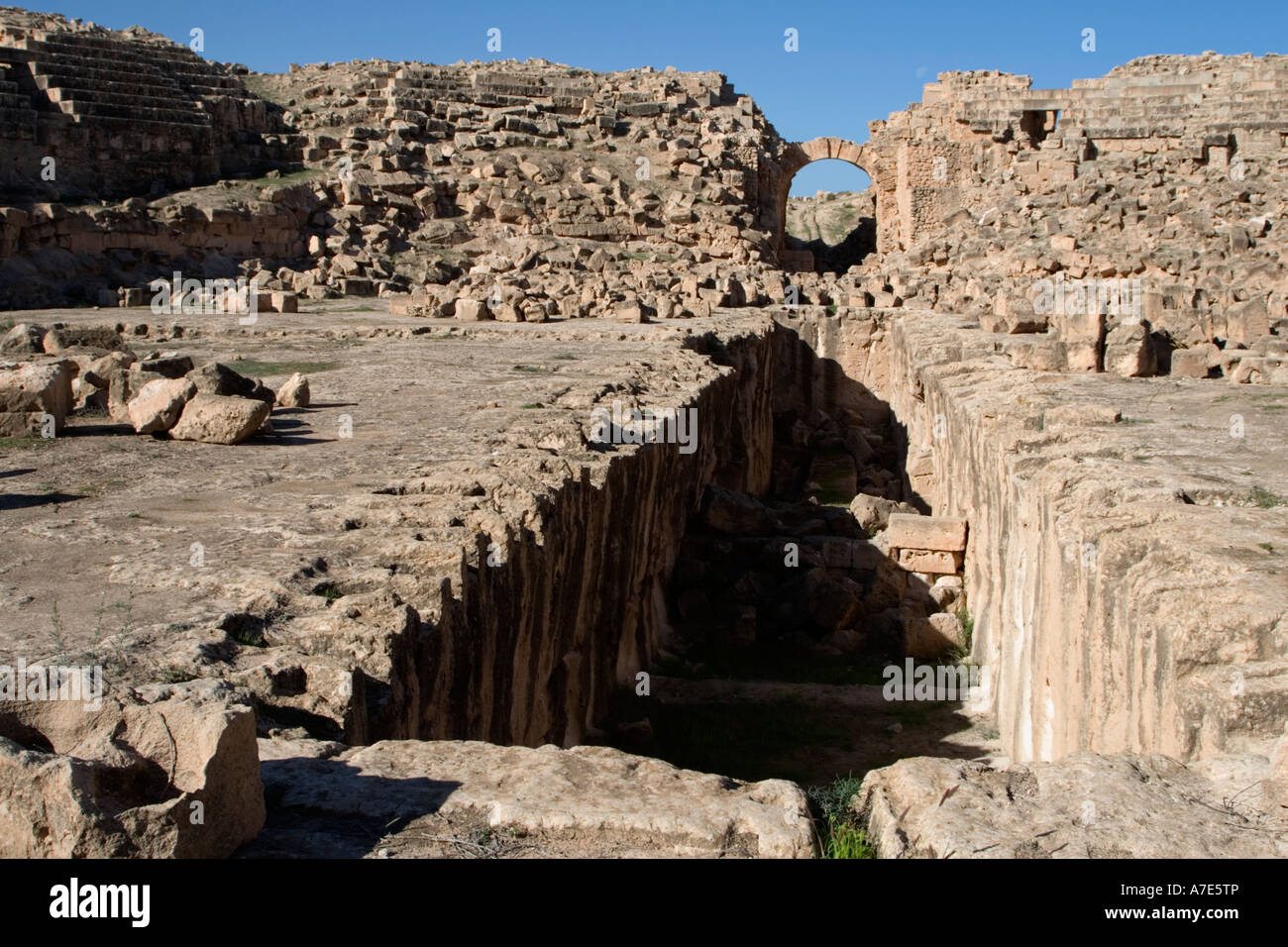 Sabratha, Libya, North Africa. Roman ruins, Ampitheater, 2nd Century ...