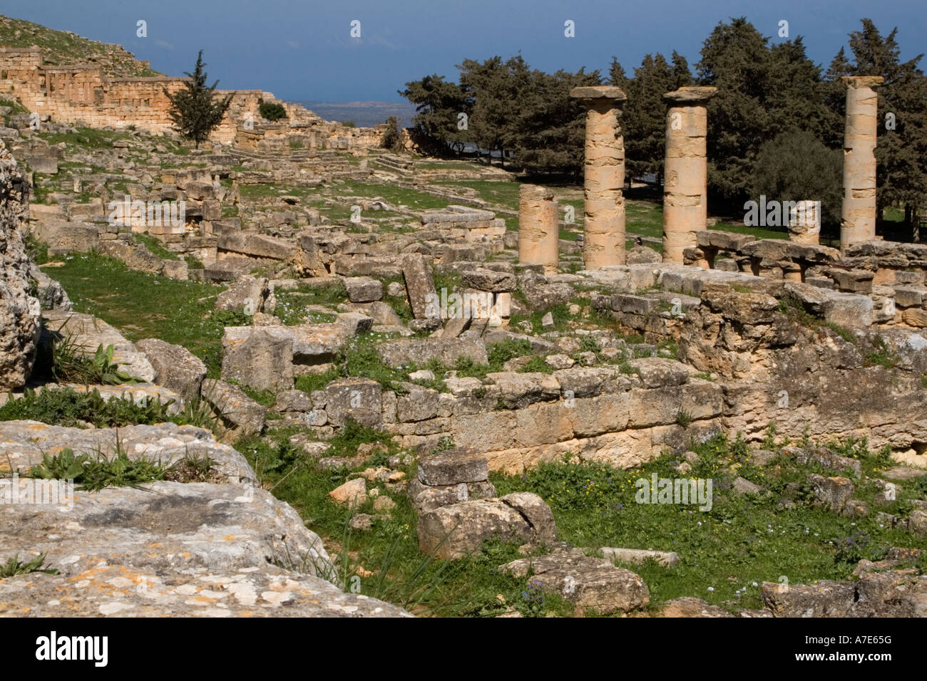 Cyrene, Shahat, Libya. Wall of Nikodemus in background Stock Photo - Alamy