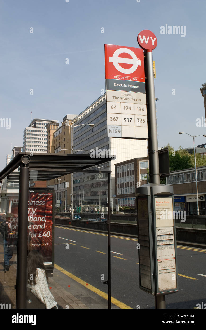 Croydon bus stop and sign Stock Photo - Alamy