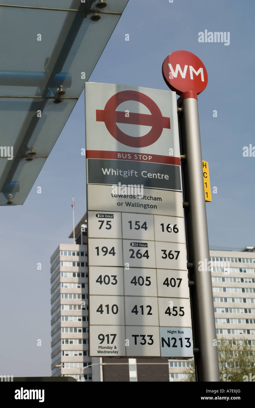Croydon bus stop and sign Stock Photo - Alamy