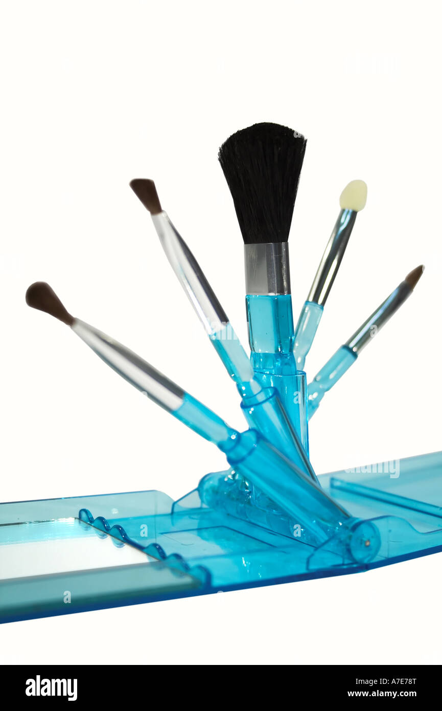 Set of makeup brushes with mirror Stock Photo - Alamy