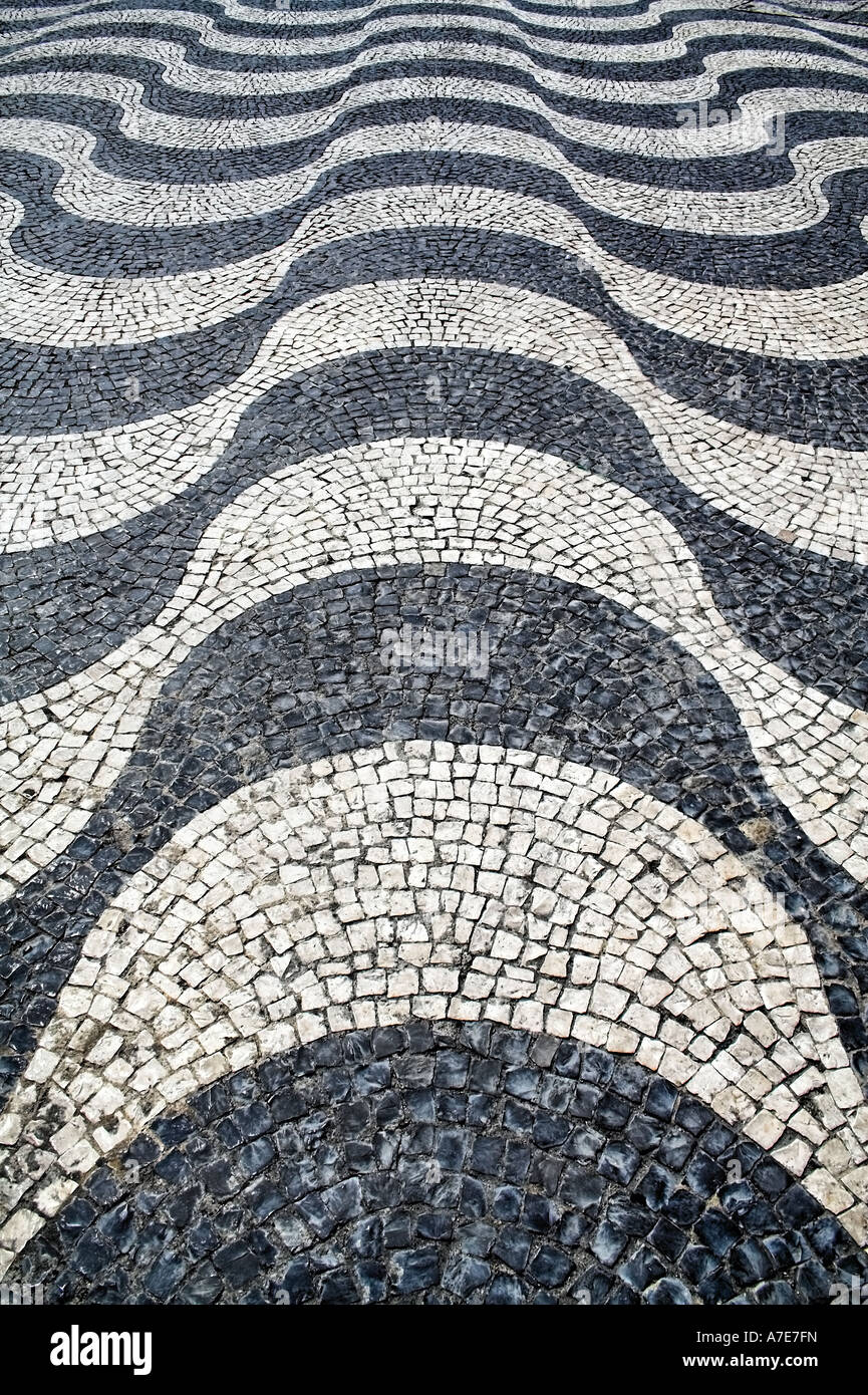 Detail of a typical portuguese cobblestone handmade pavement in Lisbon ...
