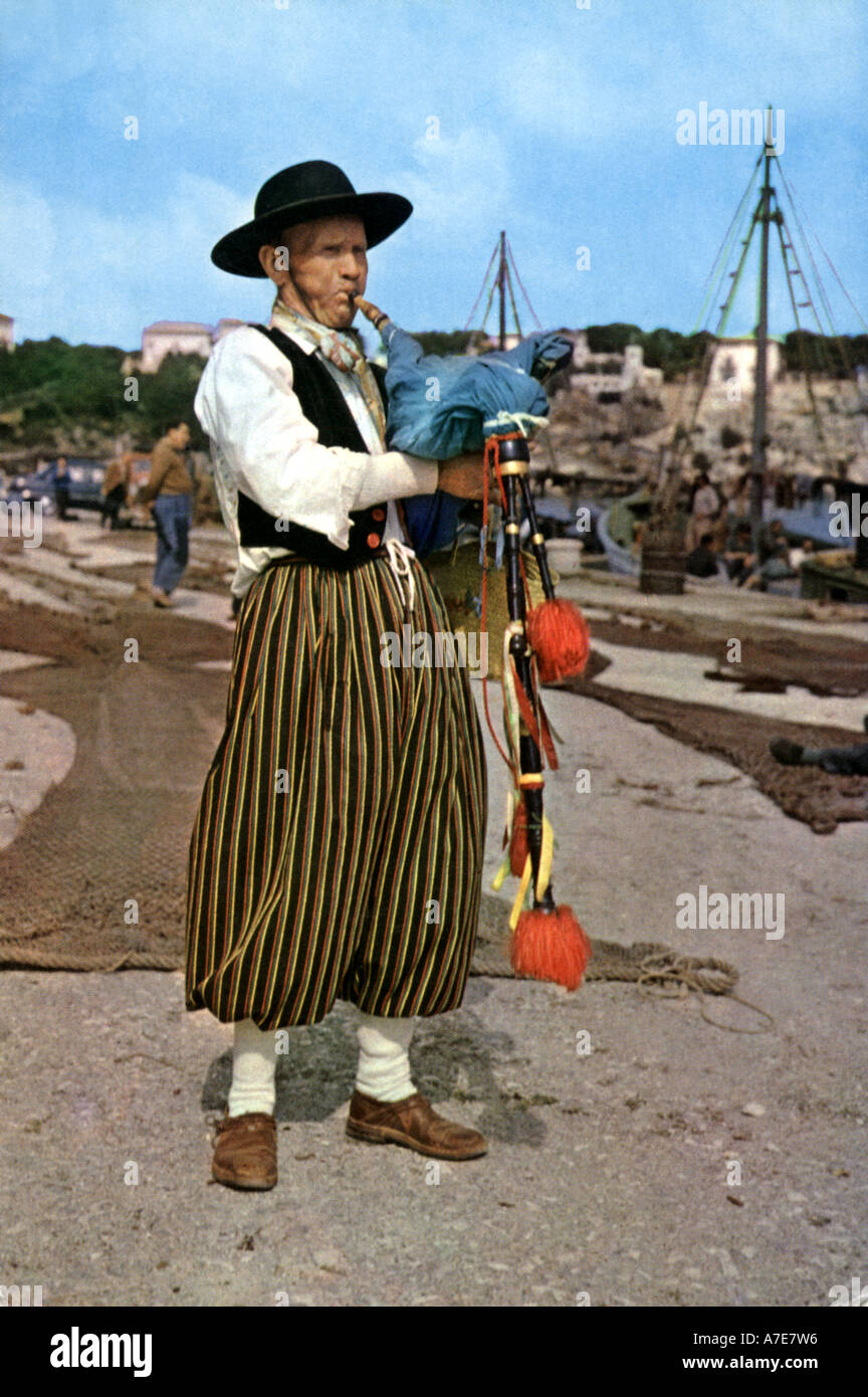 MAJORCA - Bagpipes played by a Majorcan in traditional costume Stock ...