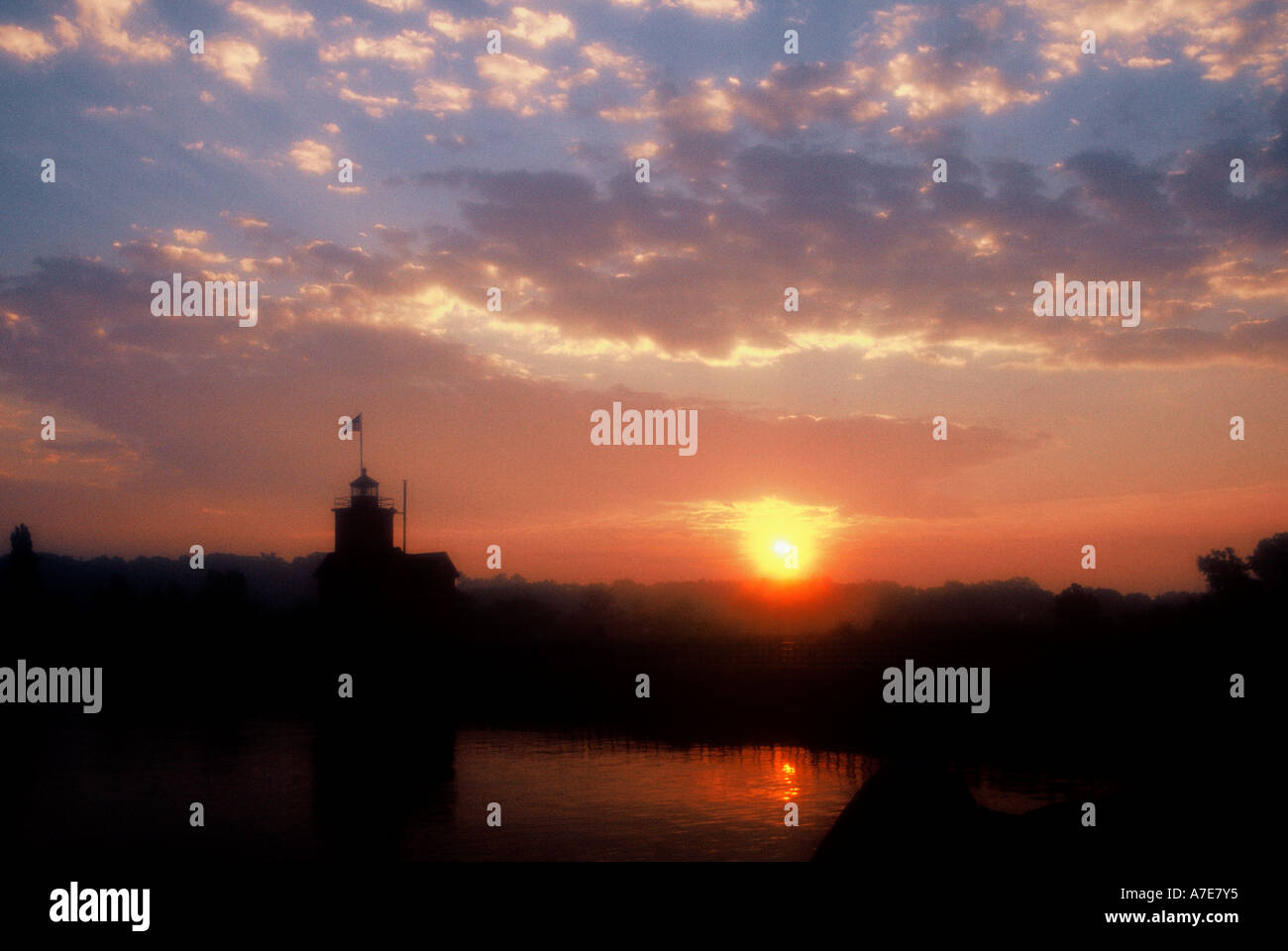 Famous Holland Michigan Red Lighthouse on the Great Lakes Lake Michigan ...