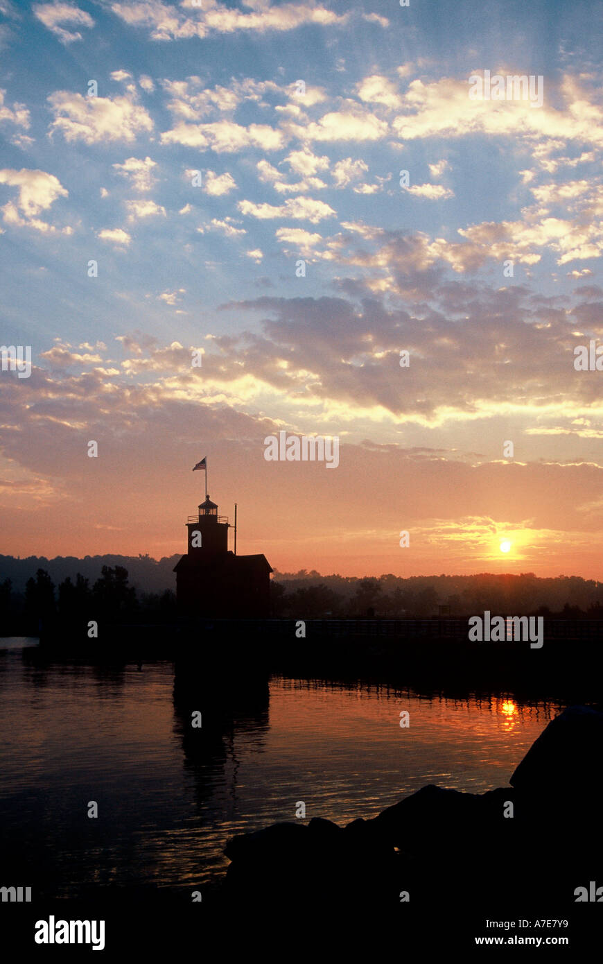 Famous Holland Michigan Red Lighthouse on the Great Lakes Lake Michigan ...