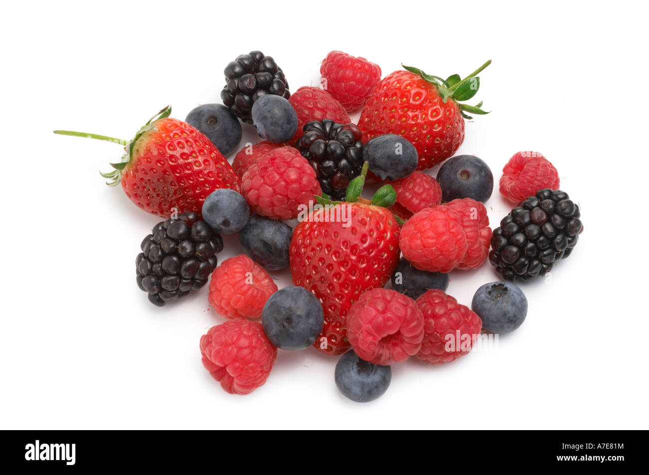 Group of soft fruits strawberry blackberry blueberry and raspberry ...