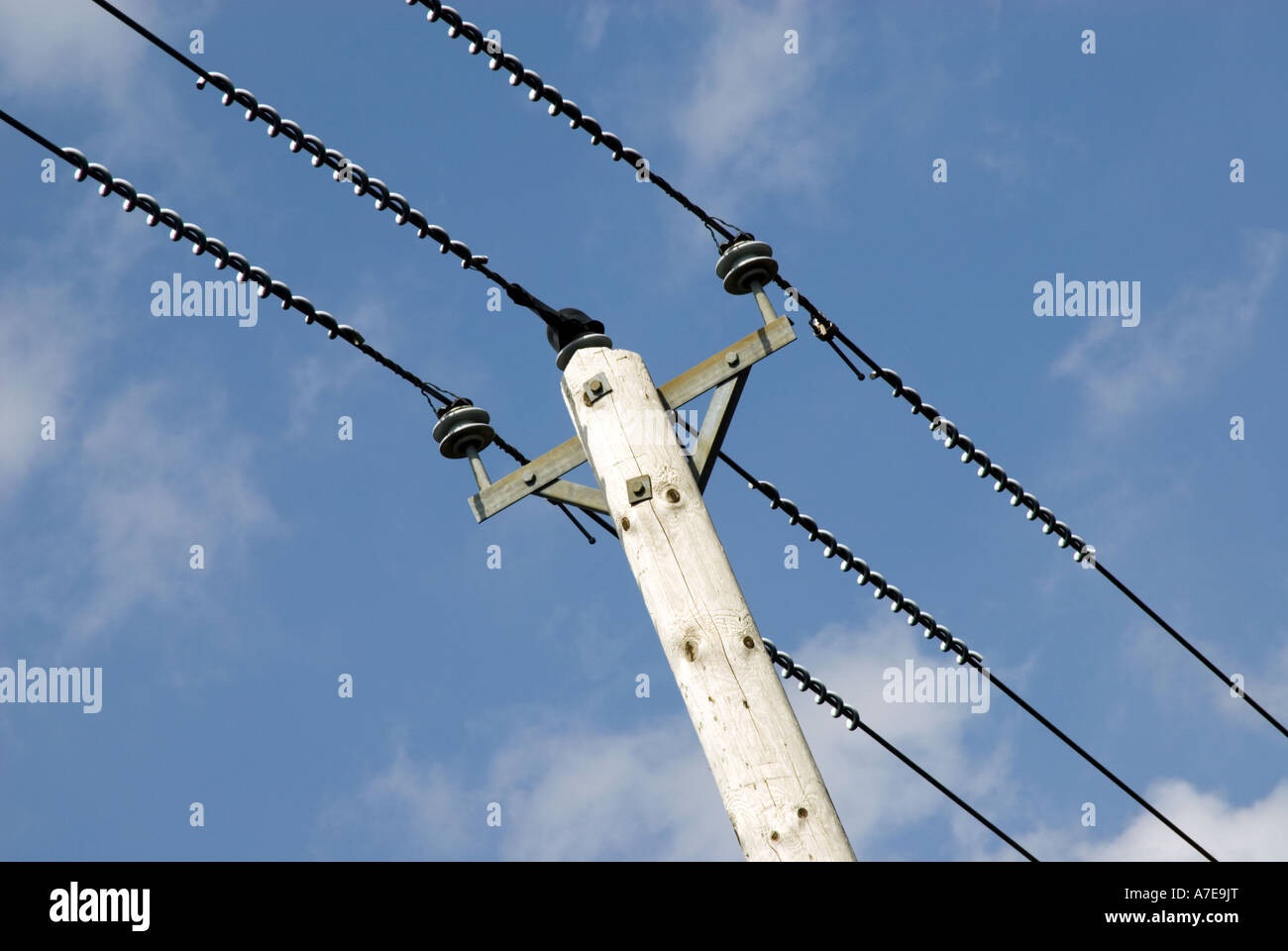 electricity pylon with blue sky Stock Photo - Alamy