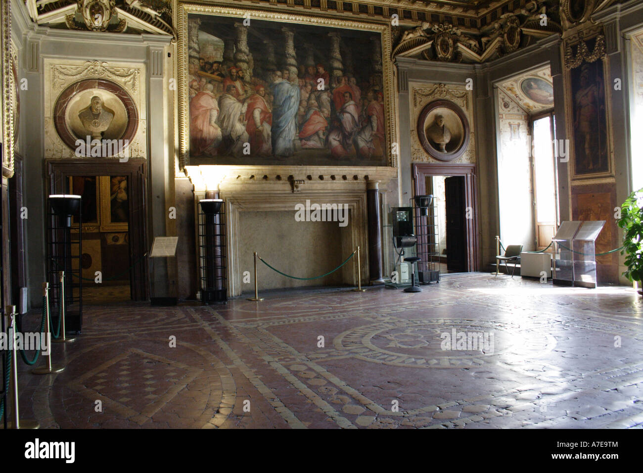 Interior Florence Italy medieval castle pictures mosaic paintings Stock ...