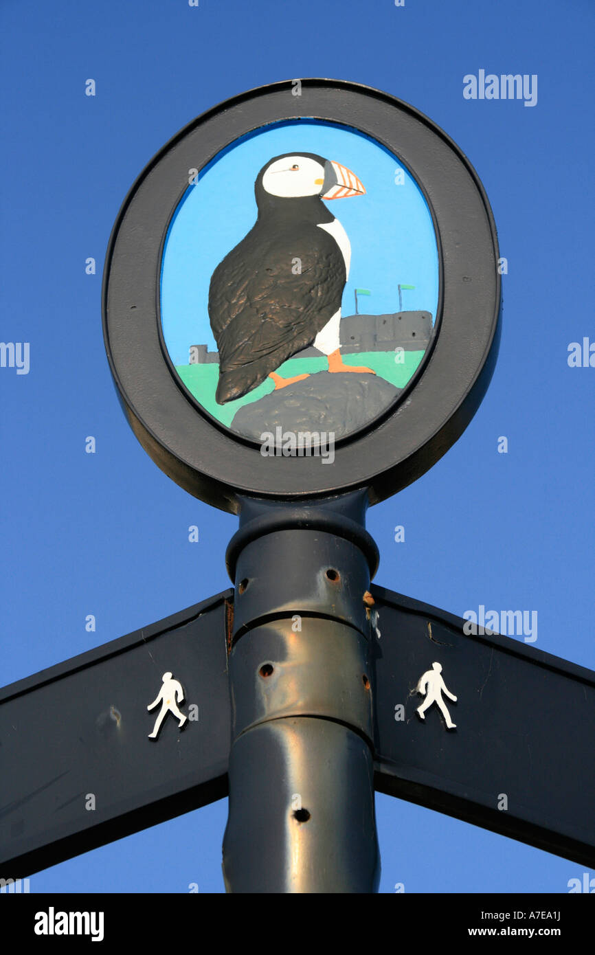 beaumaris signpost puffin anglesey wales Stock Photo - Alamy