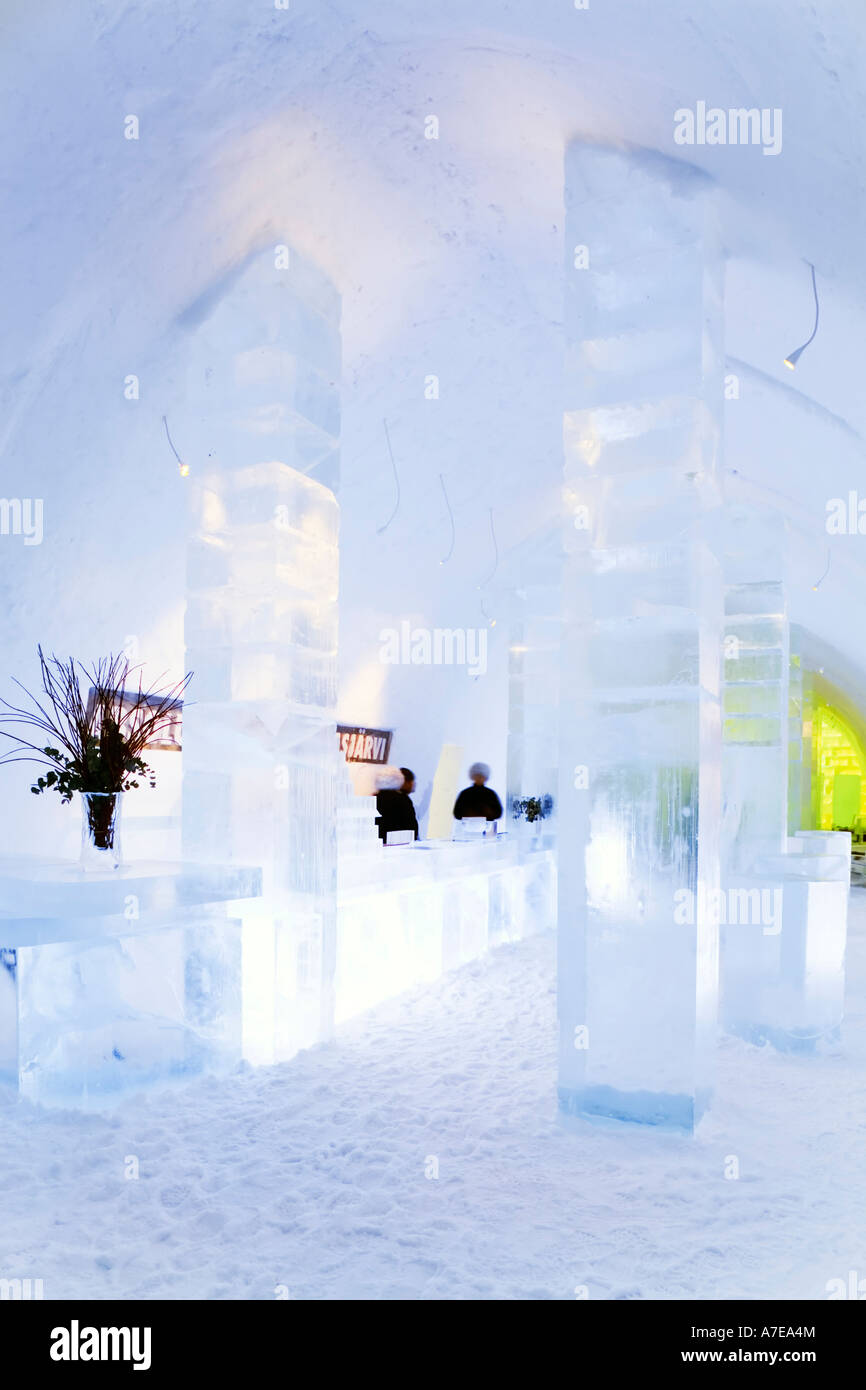 Rooms in the Ice Hotel at Jukkasjärvi in the Arctic Circle region of ...