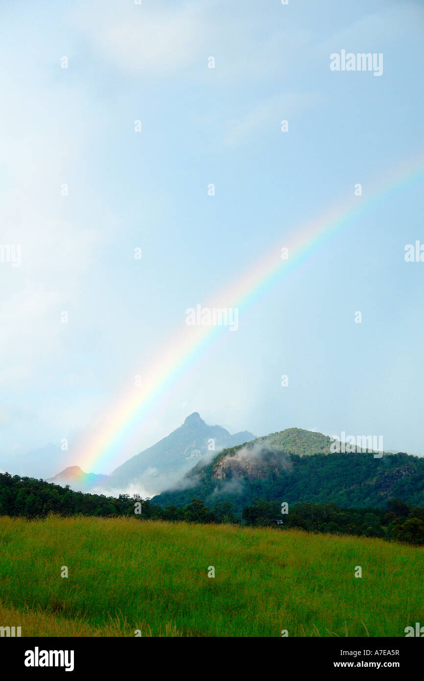 rainbow over mount warning, northern new south wales, australia Stock ...