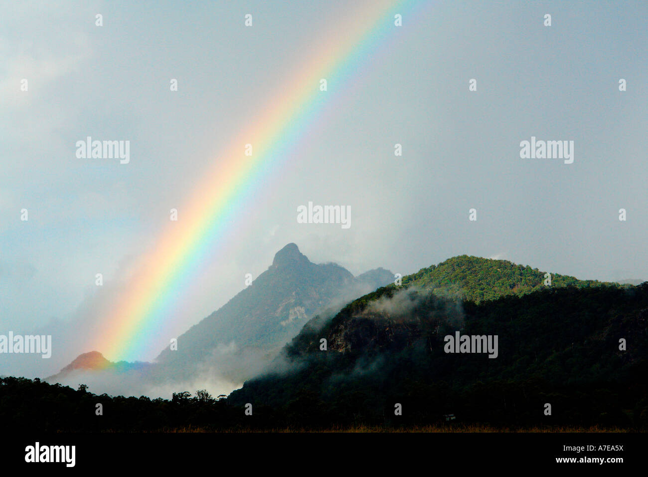rainbow over mount warning, northern new south wales, australia Stock ...