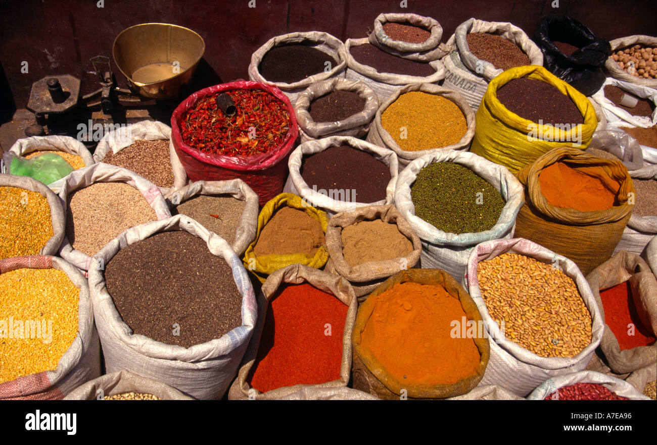 Seeds and spices in a market. Kathmandu, Nepal Stock Photo - Alamy