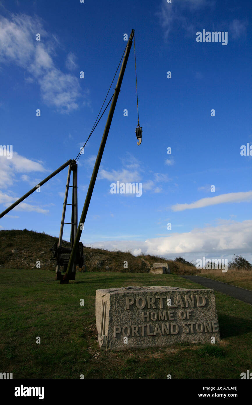Portland Home of Portland Stone sign carved on a block of Portland ...