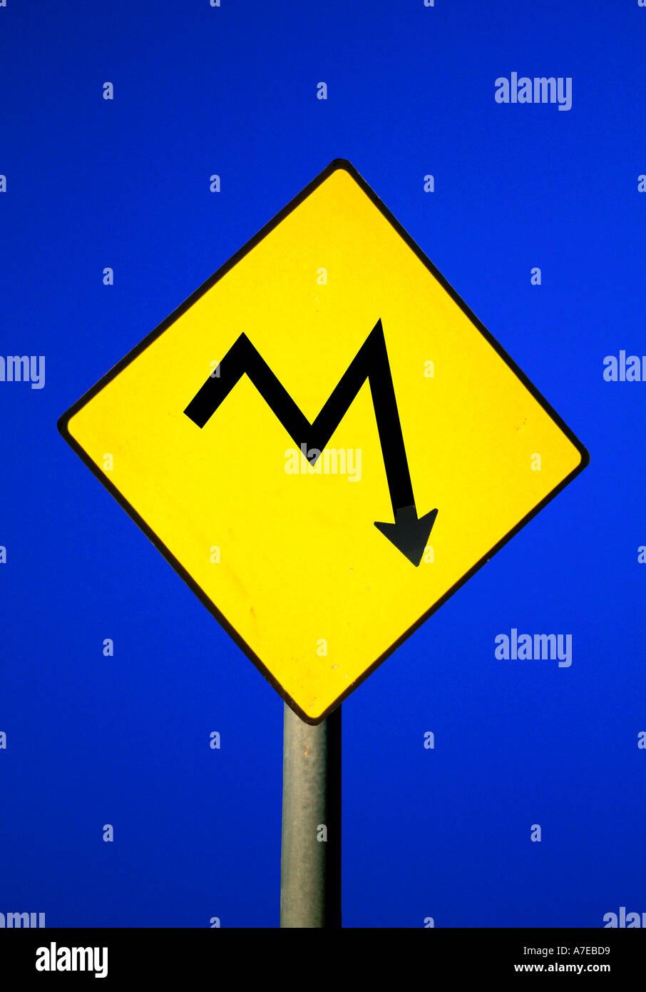 Road Sign with conceptual line graph Metaphor for financial problems ...