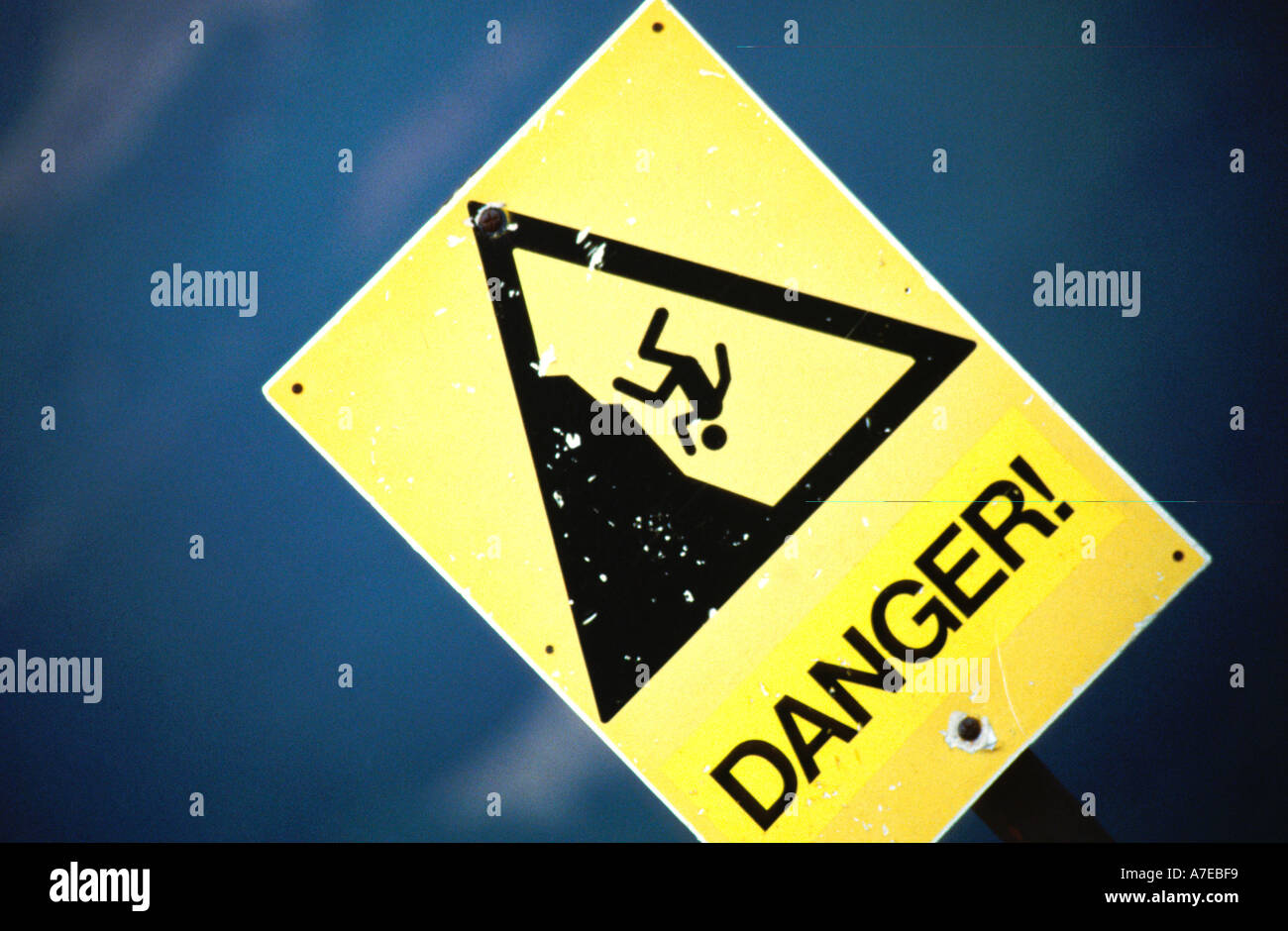 Danger Notice Danger of Falling Sign Stock Photo - Alamy